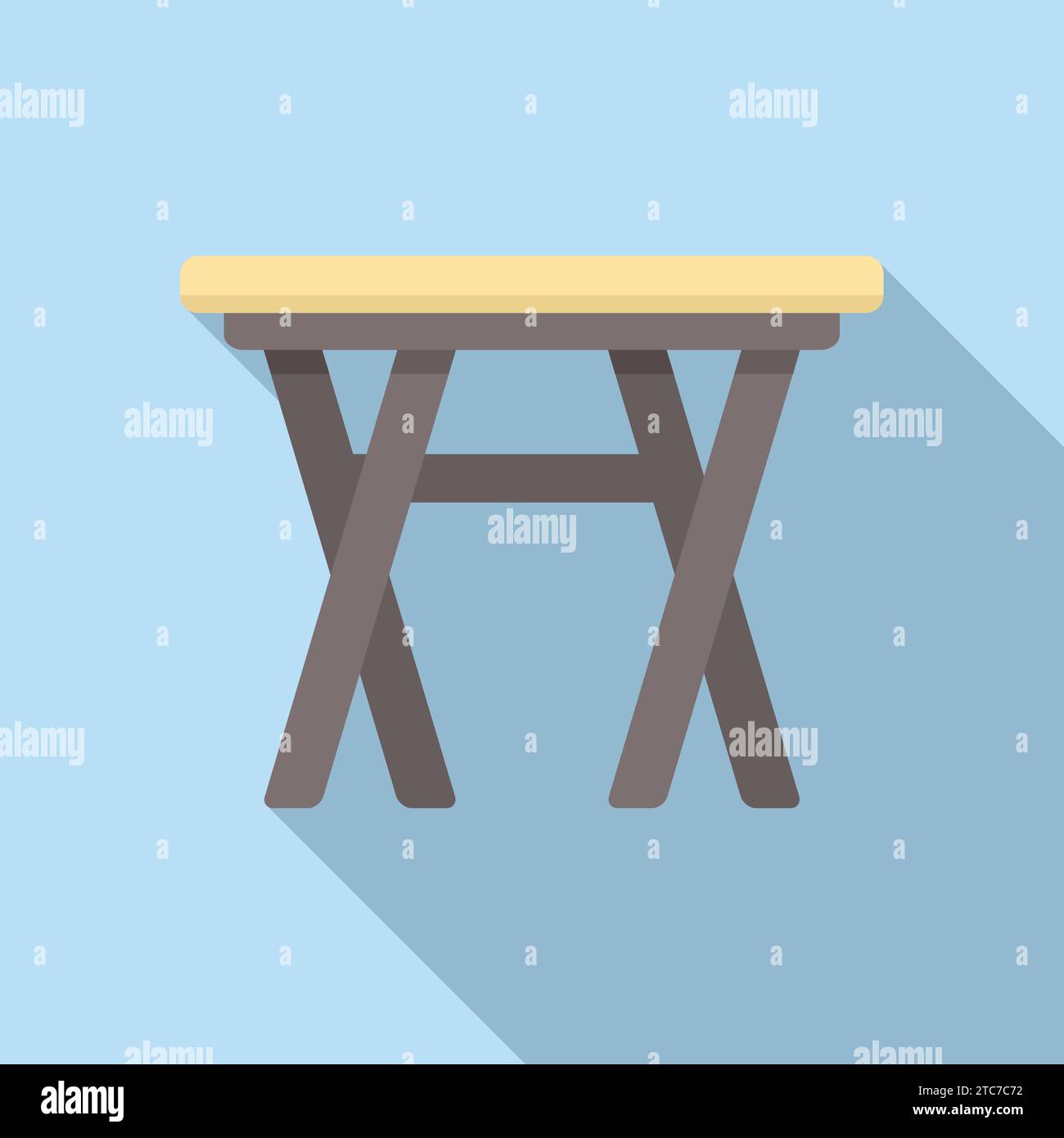 Wooden table icon flat vector. Yard plan. Summer above space Stock ...