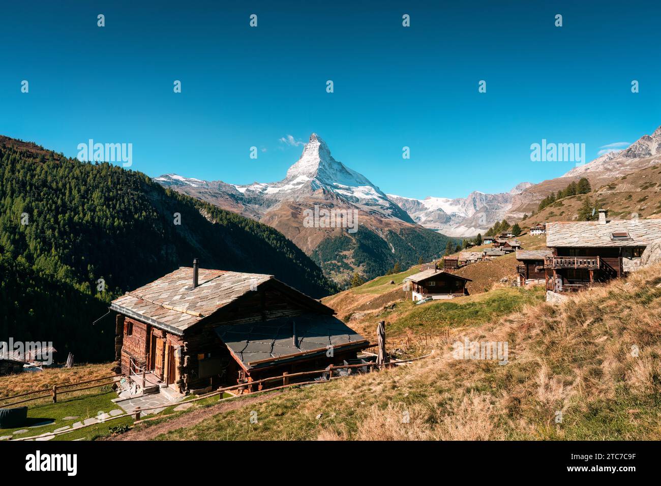 Beautiful landscape of Matterhorn mountain, Swiss alps over mountain ...