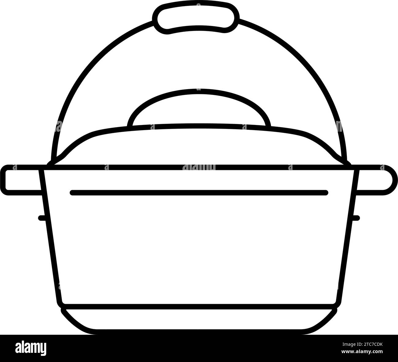 cast iron dutch oven kitchen cookware line icon vector illustration ...