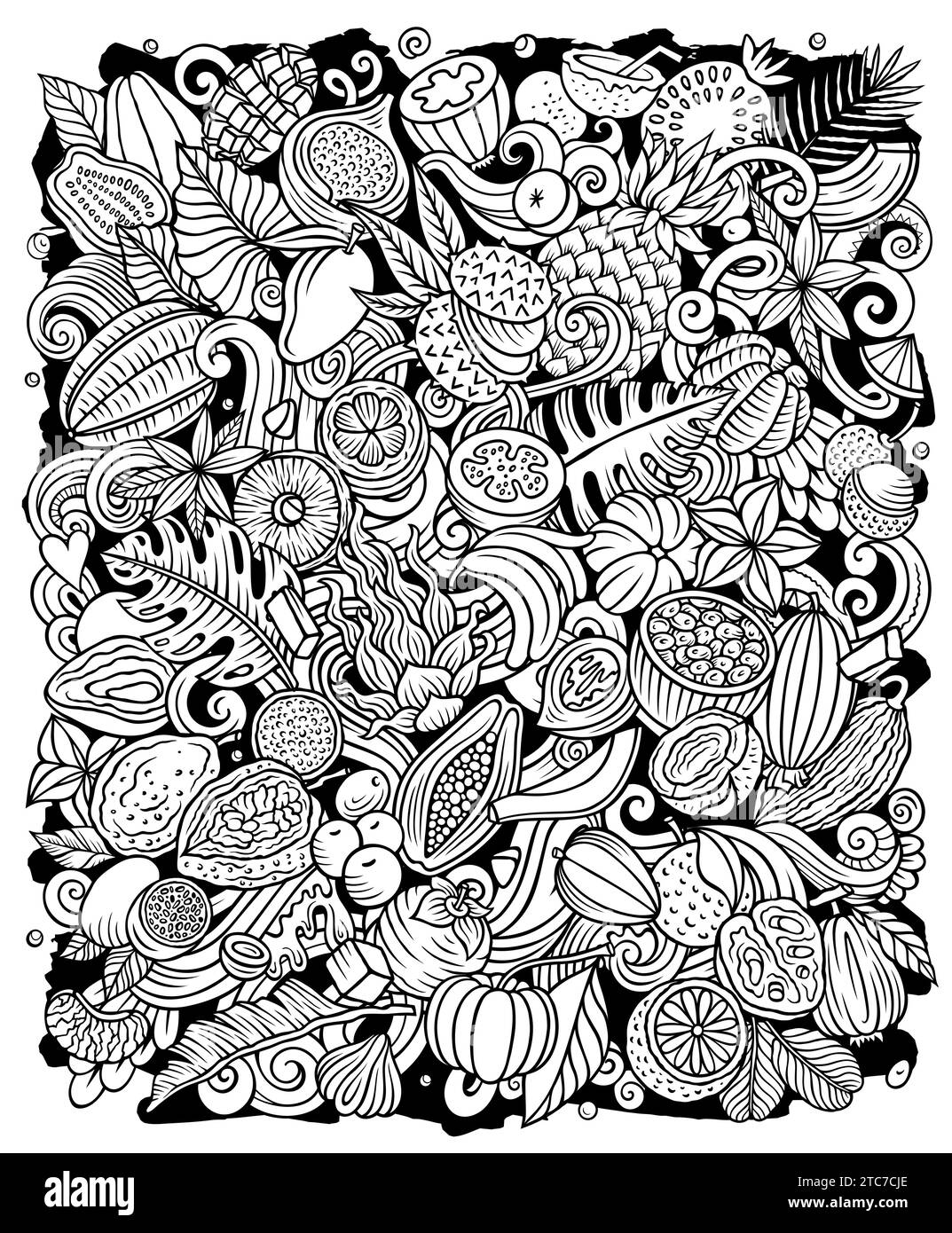Exotic Fruits cartoon vector doodles illustration. Tropical food ...