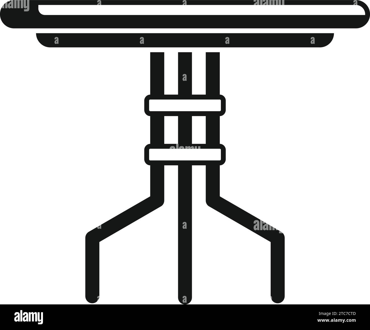 Metal outdoor table icon simple vector. Summer yard. Plan above space ...