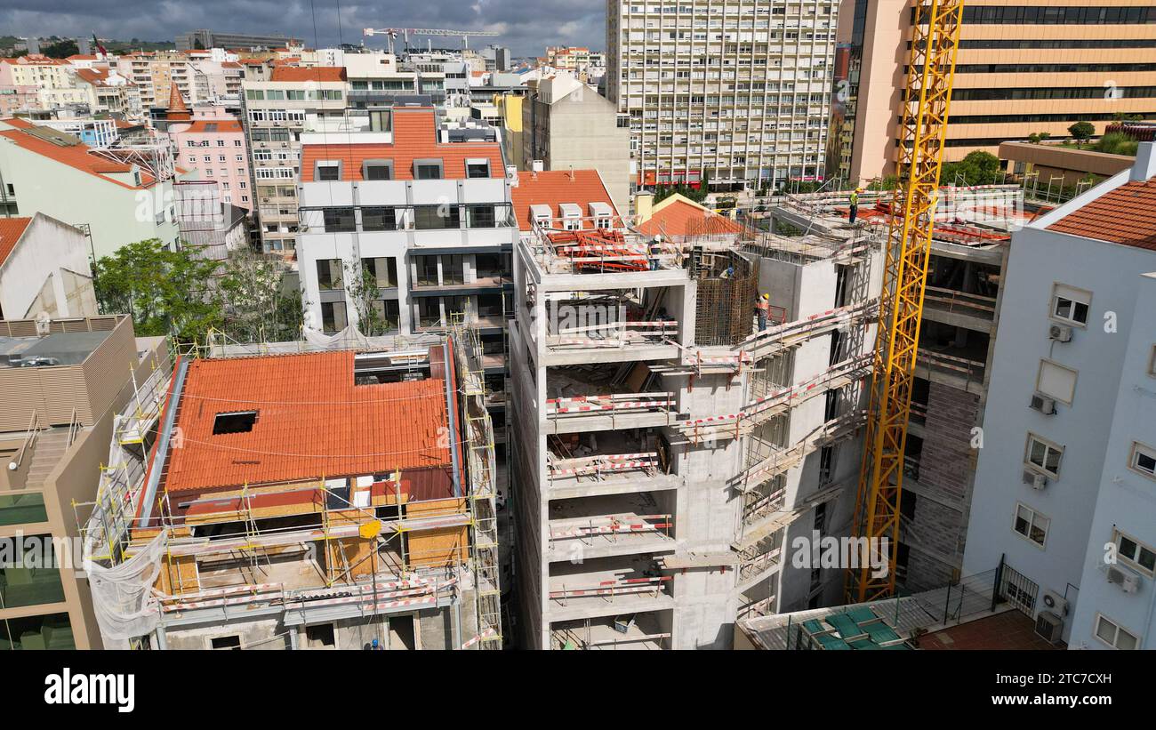 Construction of buildings in the city of lisbon,Portugal Stock Photo ...