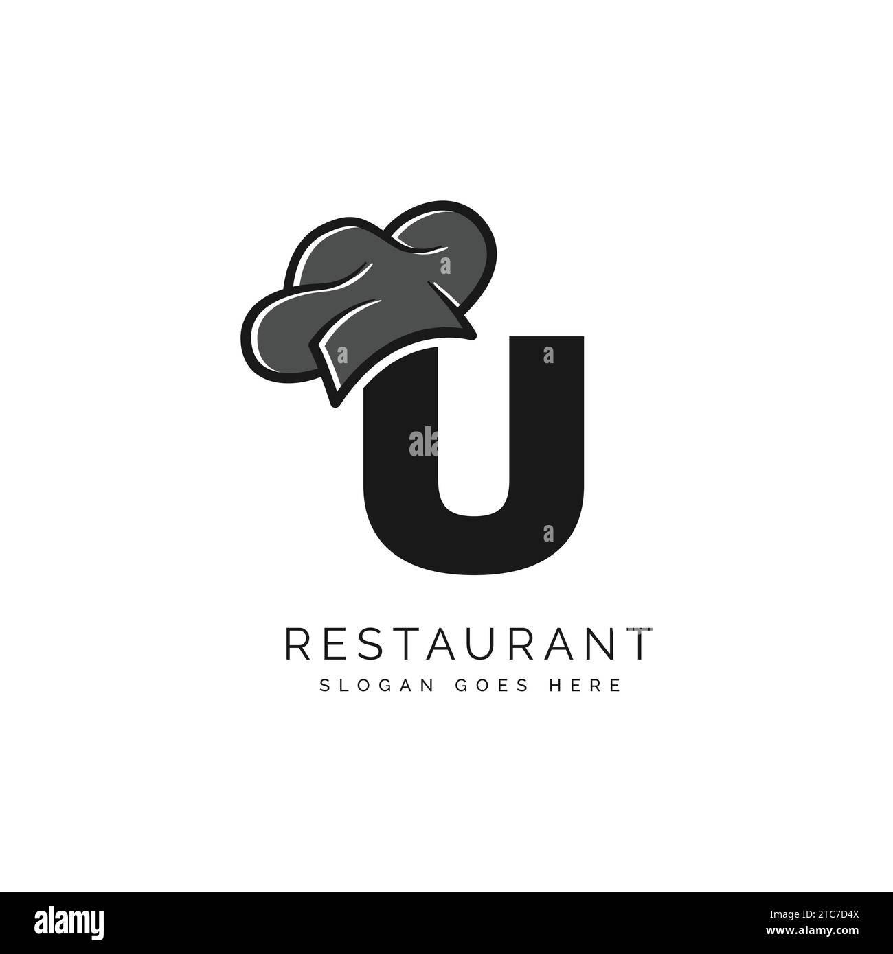 Letter U logo with chef's hat for a restaurant. Alphabet U Concept ...