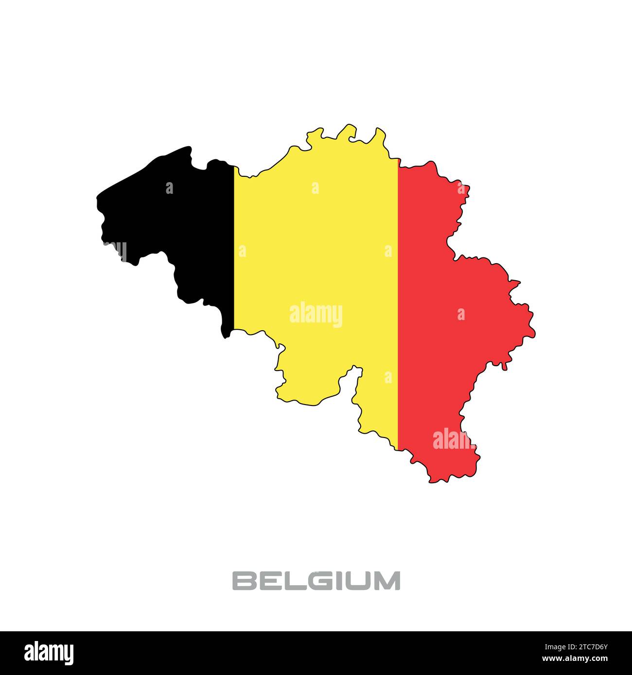 Vector illustration of the flag of Belgium with black contours on a ...