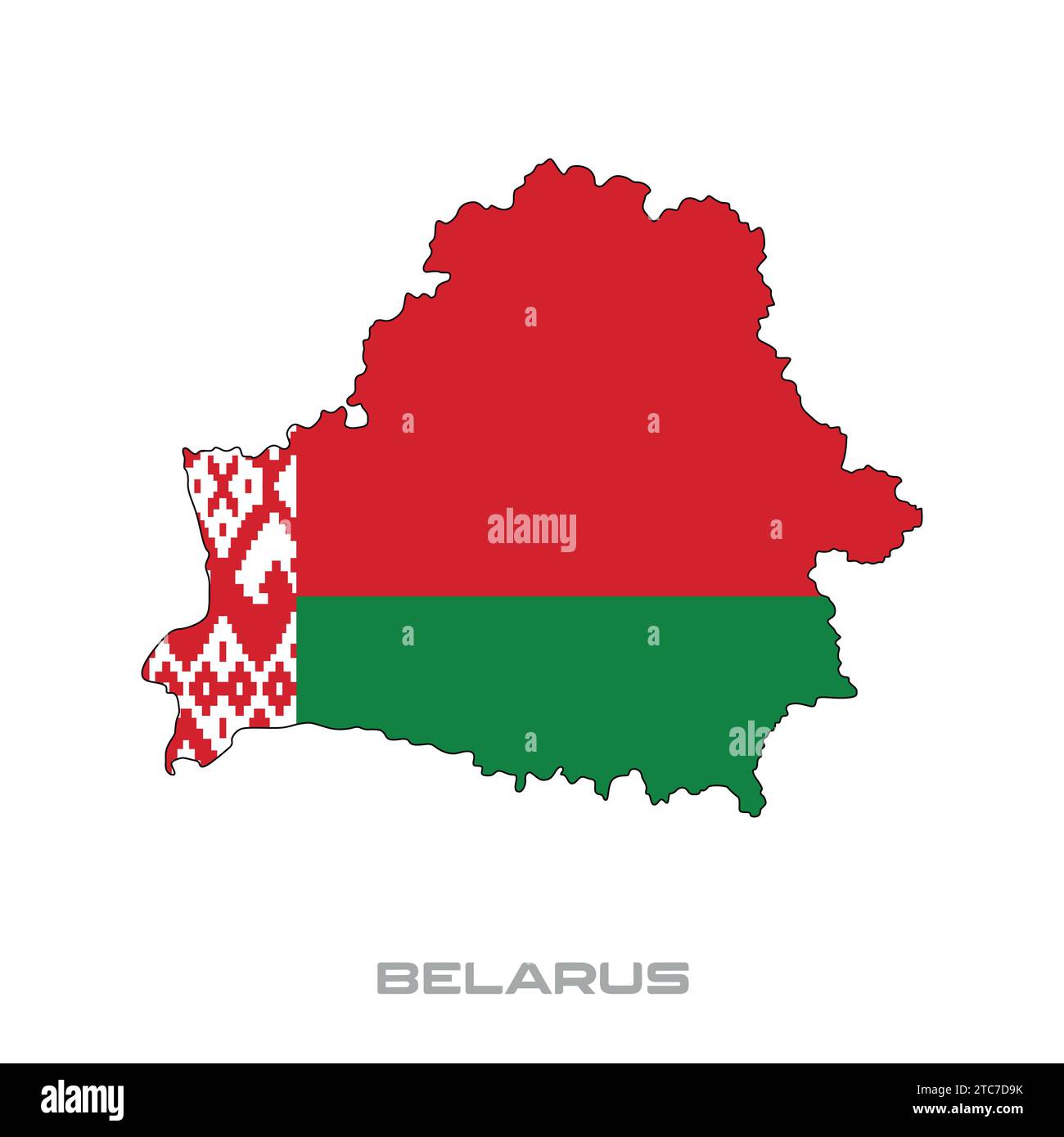 Vector illustration of the flag of Belarus with black contours on a white background Stock ...