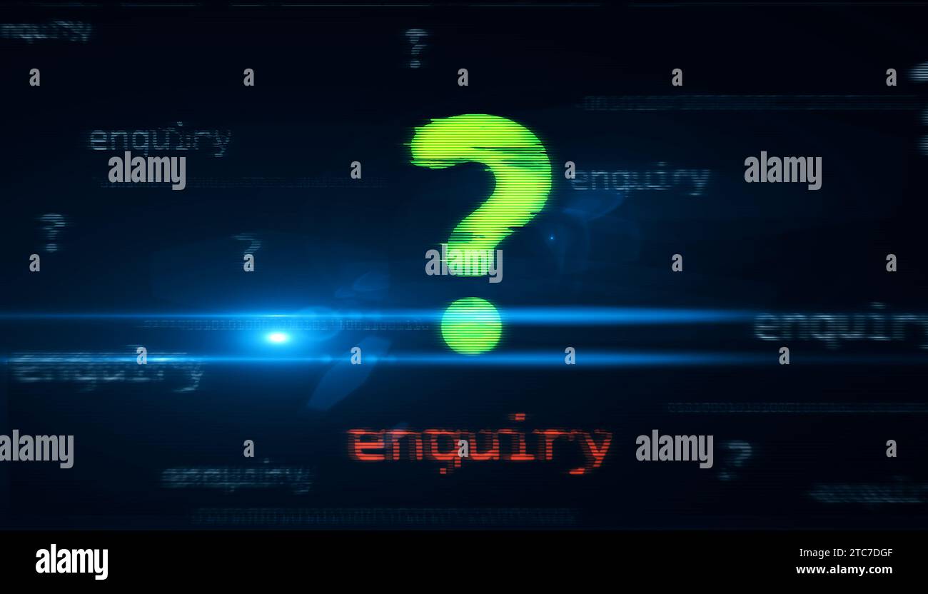 Question mark symbol technology concept. Abstract sign on glitch ...