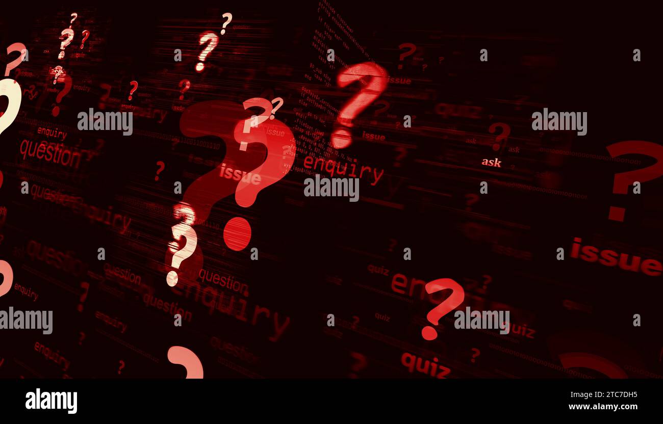 Question mark symbol technology concept. Abstract sign on glitch ...