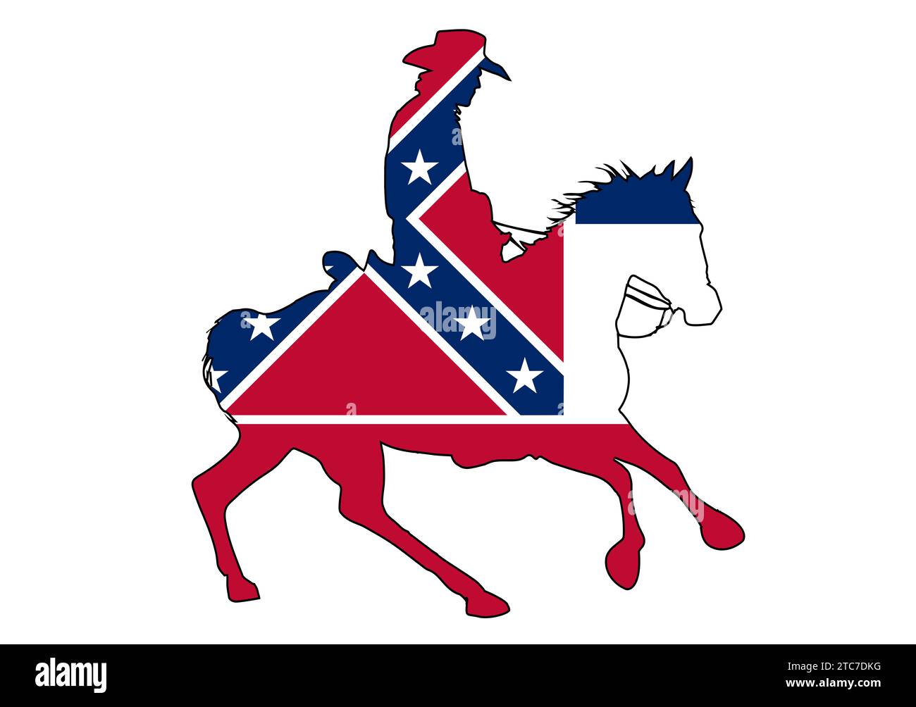 A silhouette of a USA cowboy on a horse with inset Mississippi State ...