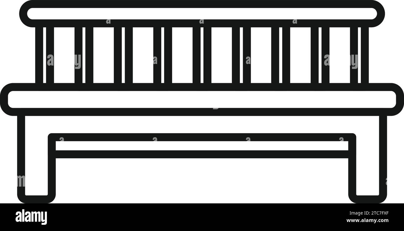 Wooden bench icon outline vector. Space garden patio. Table yard Stock ...