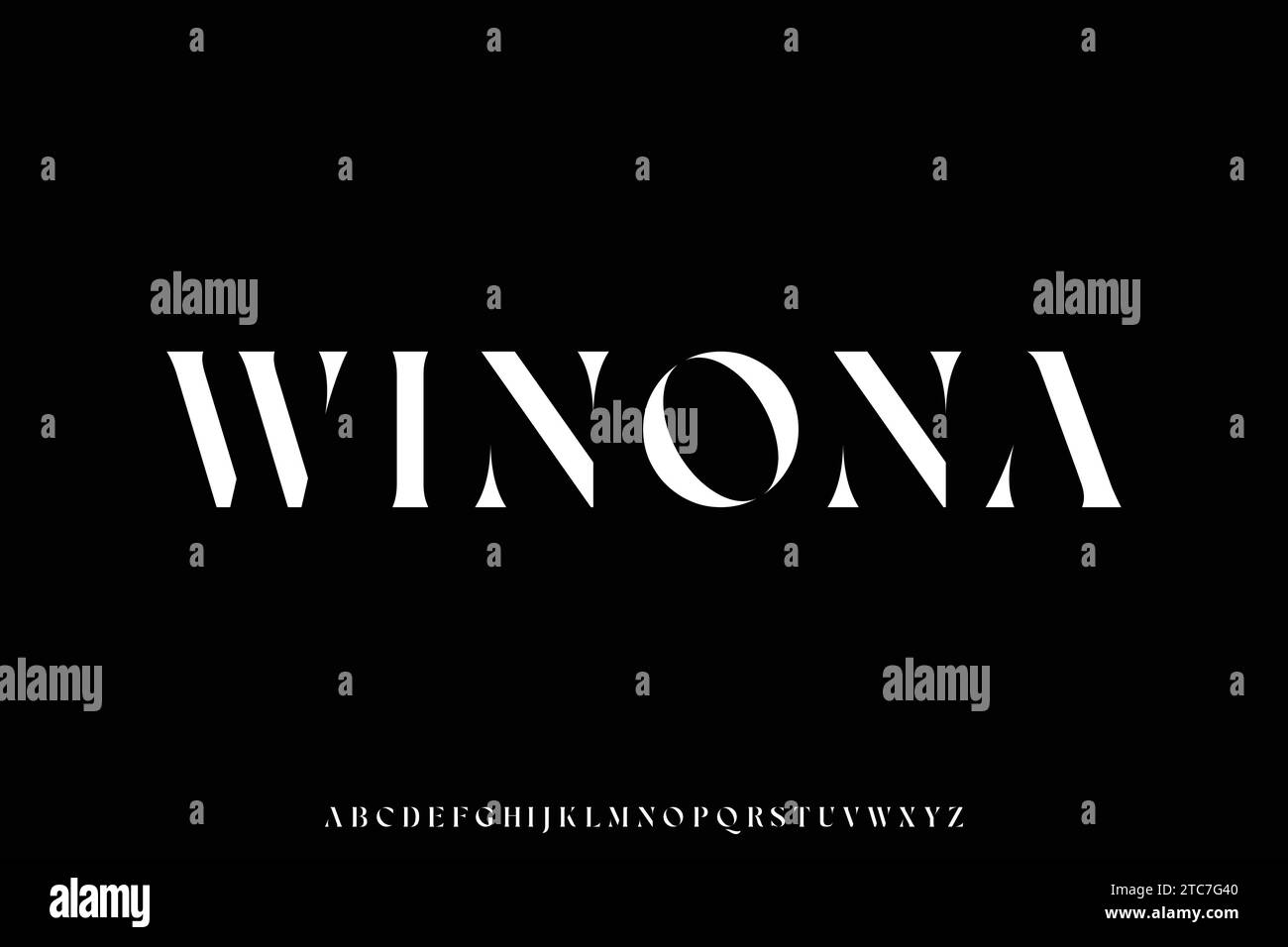 Abstract elegant stencil type alphabet display font vector. Unique serif typography Stock Vector ...