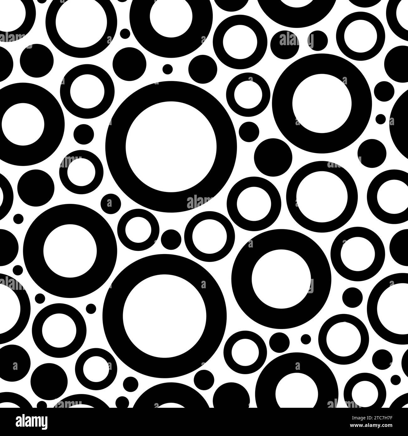 Abstract seamless pattern of circles of different diameters. Vector background. Big and small ...