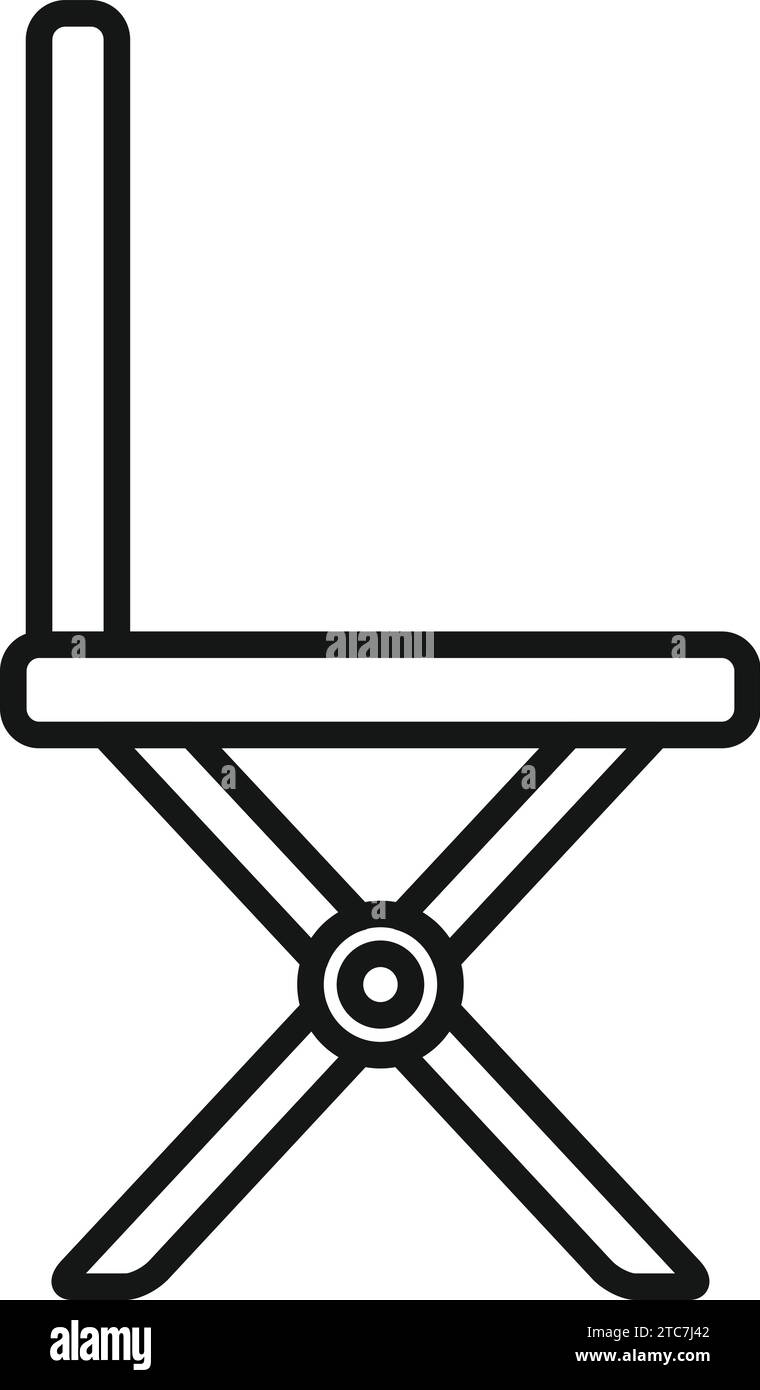 Wooden chair bench icon outline vector. Plan above parasol. Wood chair ...
