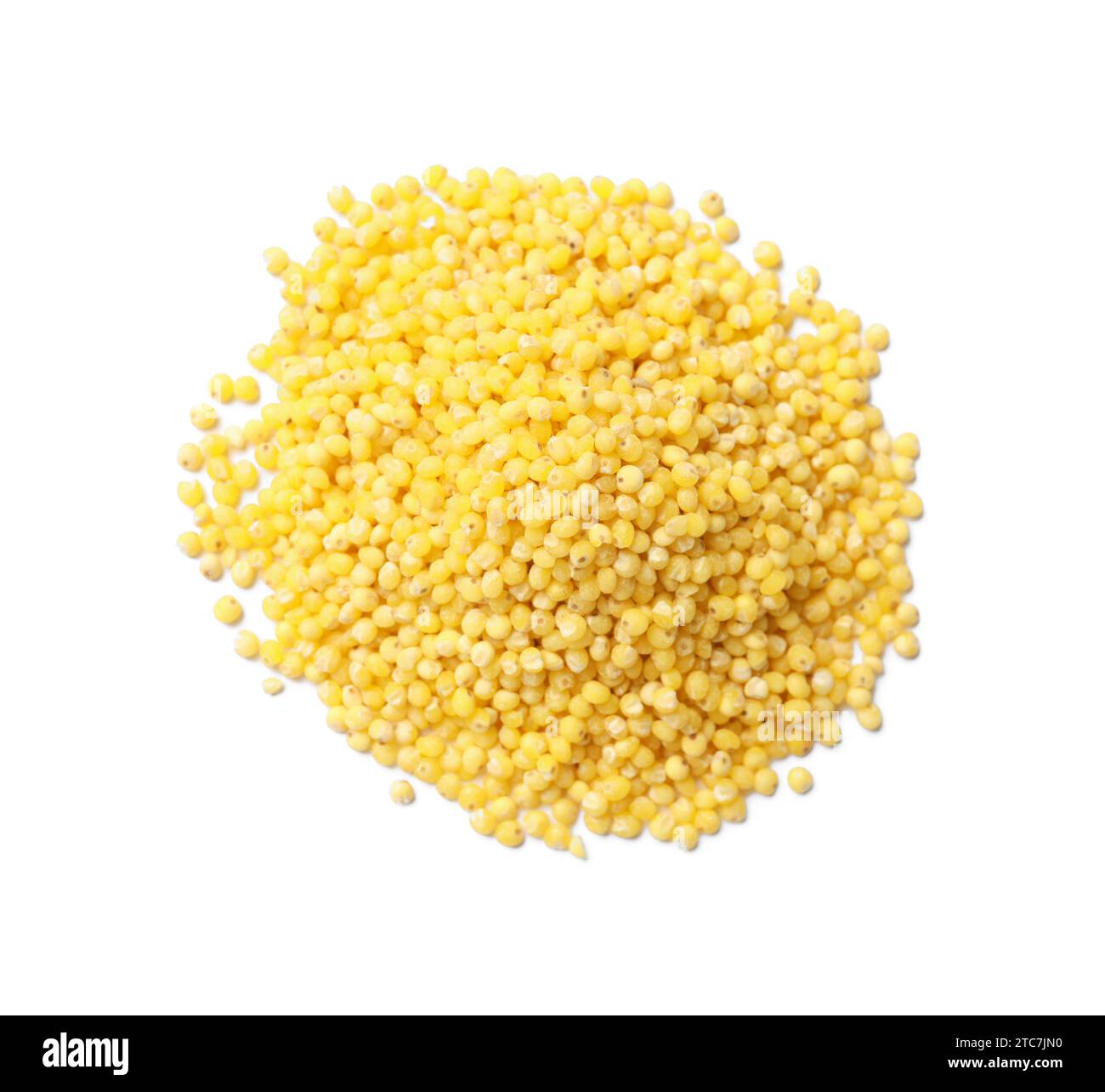 Pile of dry millet seeds isolated on white, top view Stock Photo - Alamy