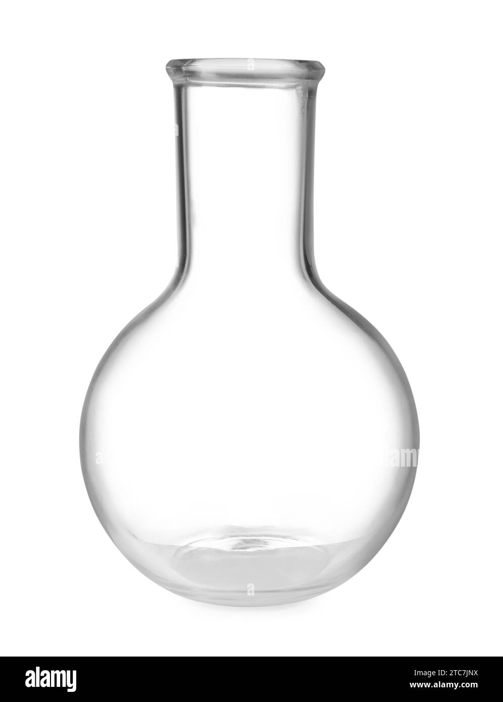 One empty laboratory flask isolated on white Stock Photo - Alamy