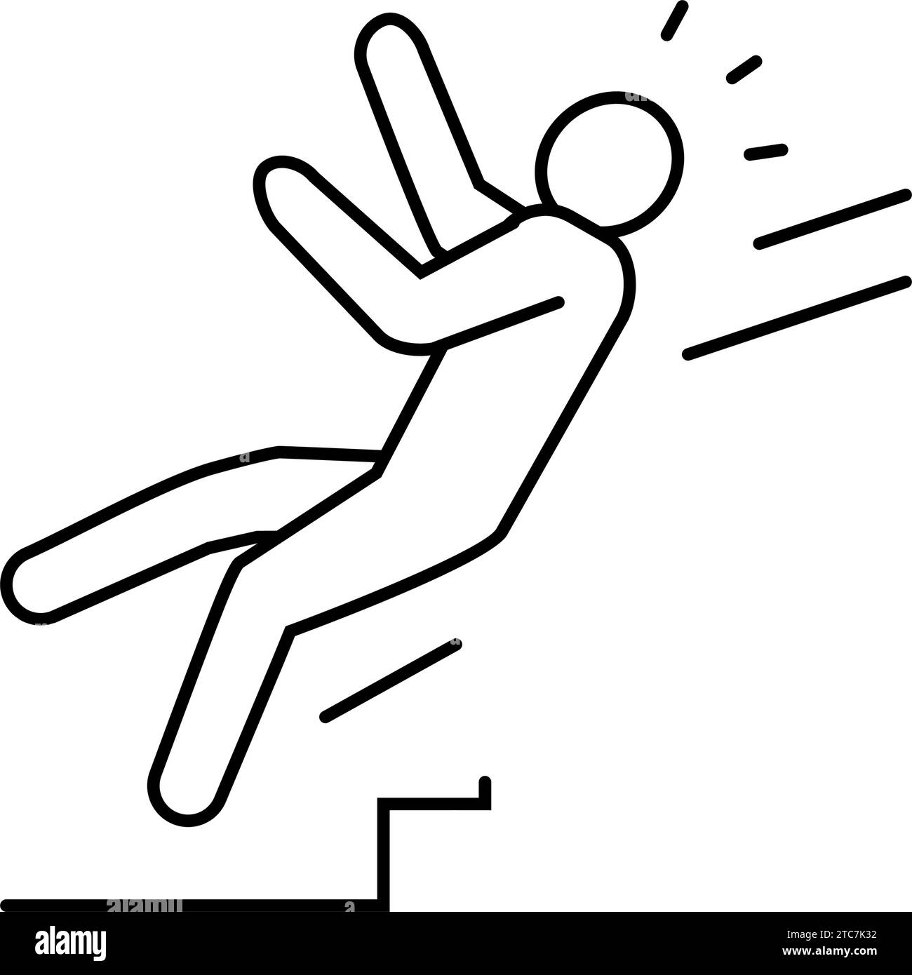 steps fall man accident line icon vector illustration Stock Vector ...