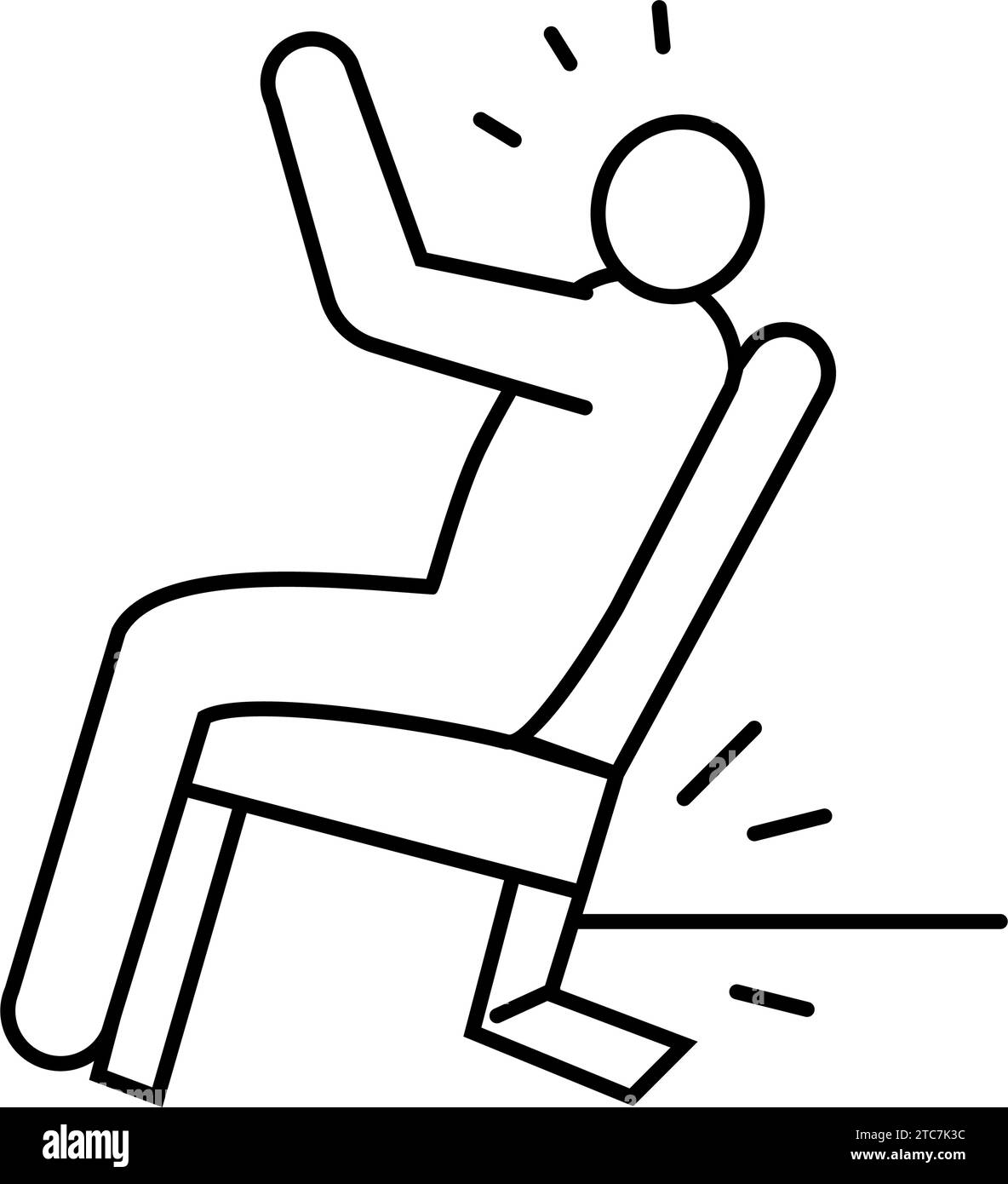 fall chair man accident line icon vector illustration Stock Vector ...