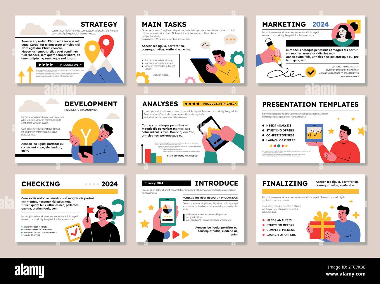 Report template. Business presentation slides. Marketing portfolio with ...