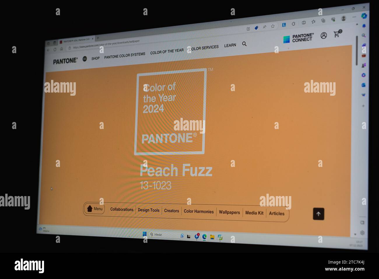 A view of the monitor after the announcement of the color of the year ...