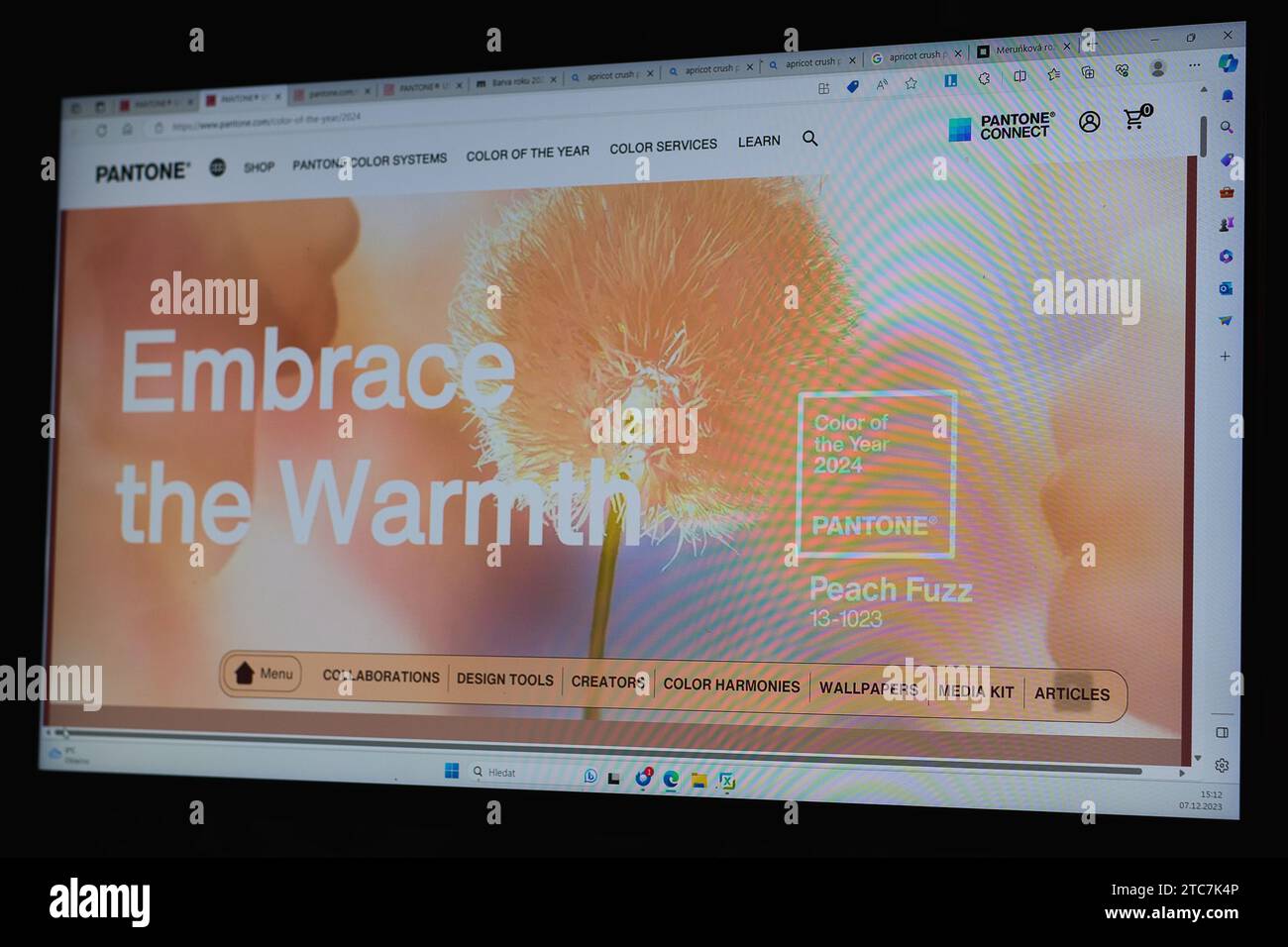 A view of the monitor after the announcement of the color of the year ...