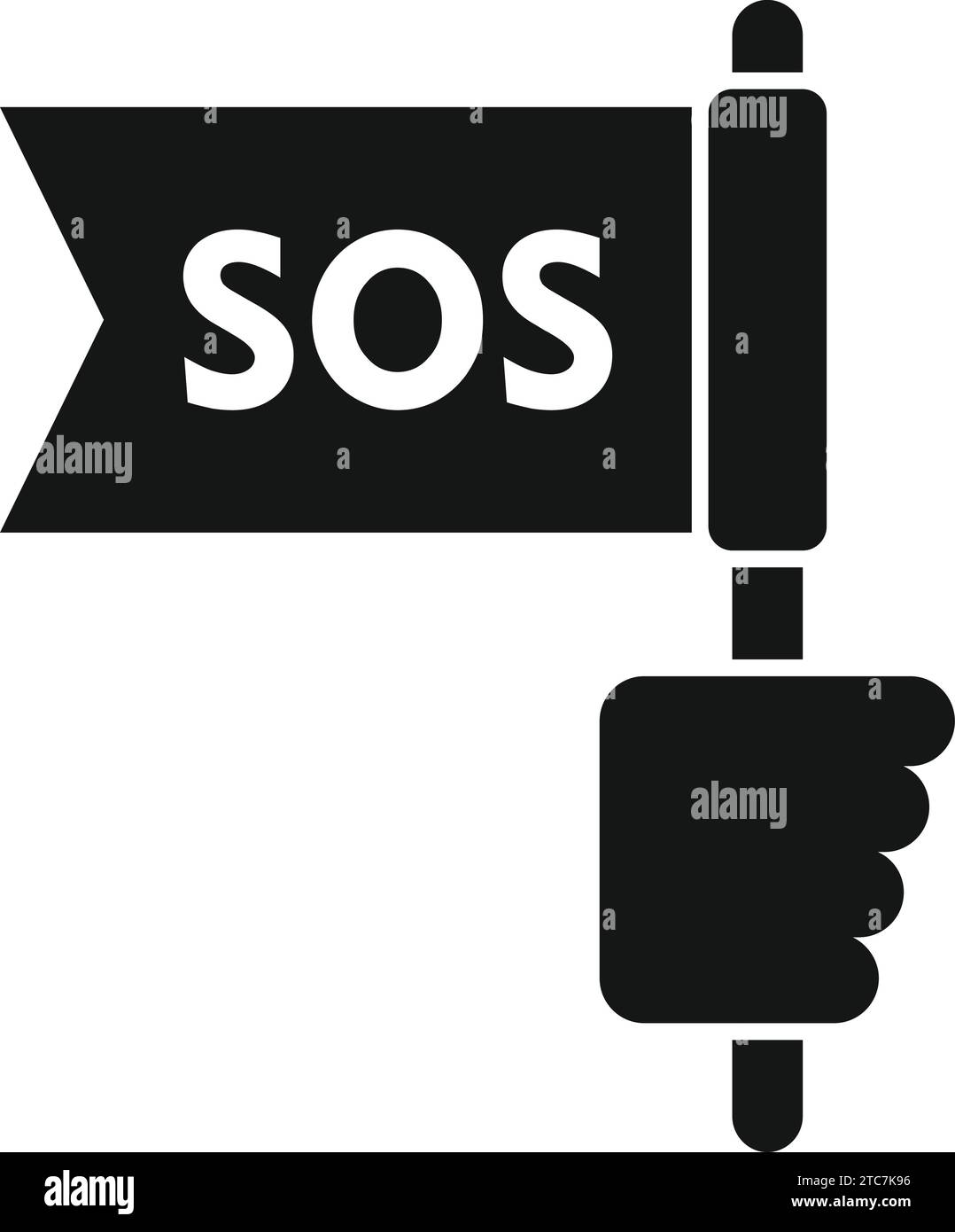Sos help flag icon simple vector. Warning rescue. Lesson safety siren ...
