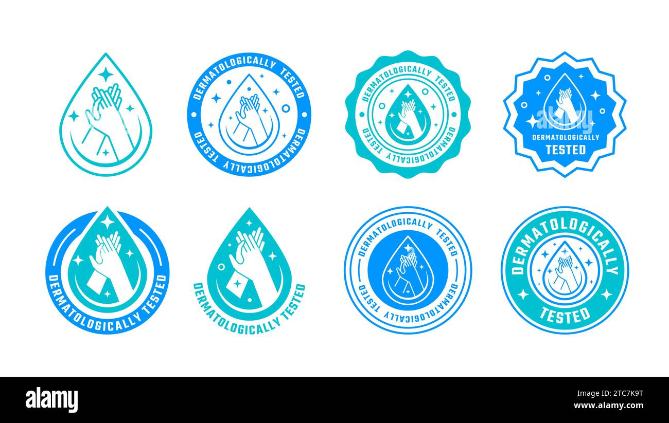 Hand icons. Wash gel logo. Alcohol or soap drop label. Antibacterial ...