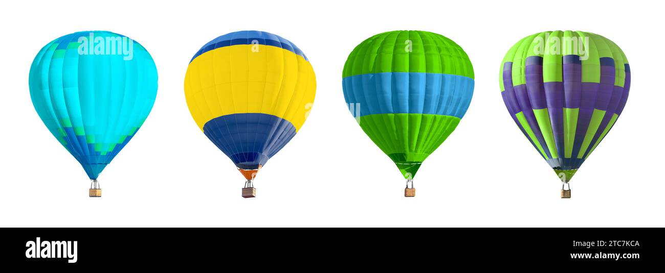 Bright hot-air balloons on white background, set Stock Photo - Alamy