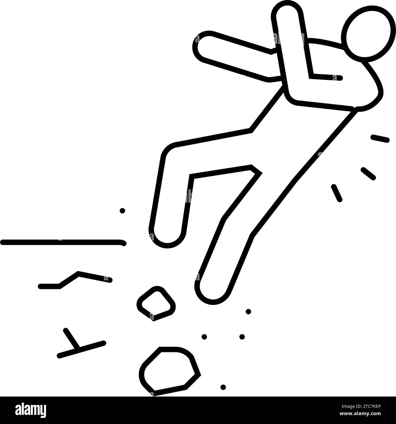 fall cliff man accident line icon vector illustration Stock Vector ...