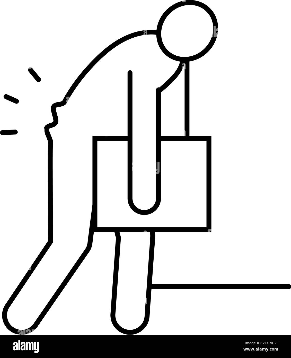 back hurts man sprain line icon vector illustration Stock Vector Image ...