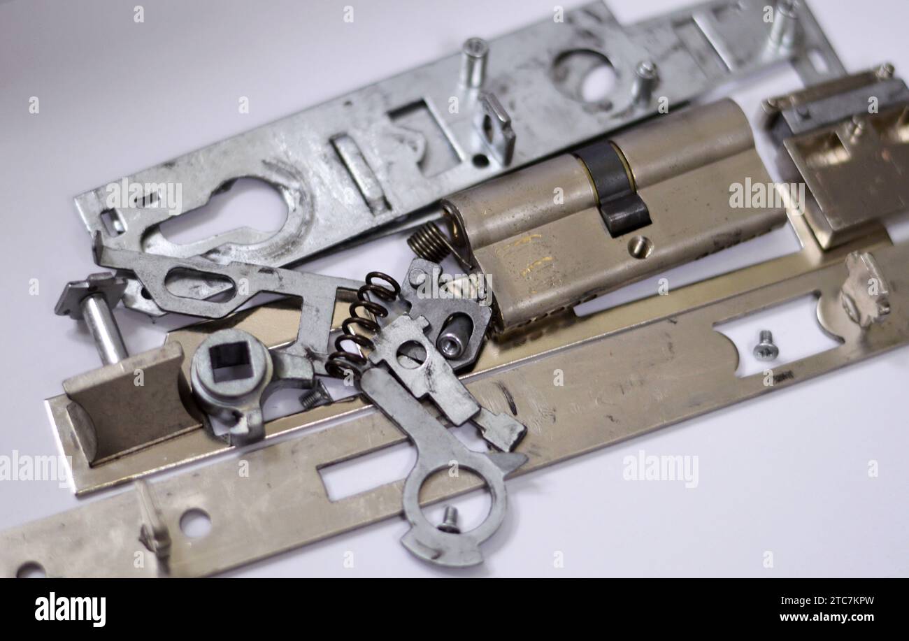 A door handle with keylock, maintenance and repairing a door lock ...