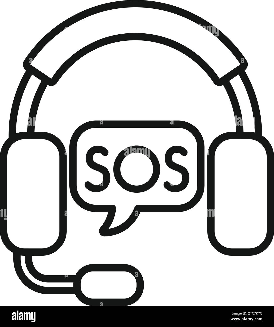 Headphones sos signal icon outline vector. Safety siren. Calamity ...