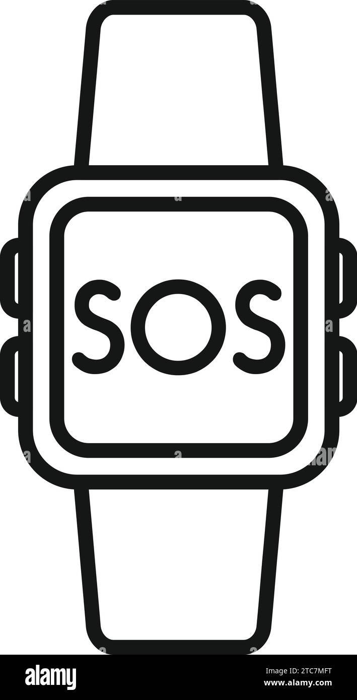 Sos smartwatch signal icon outline vector. Number safety. Dial help ...