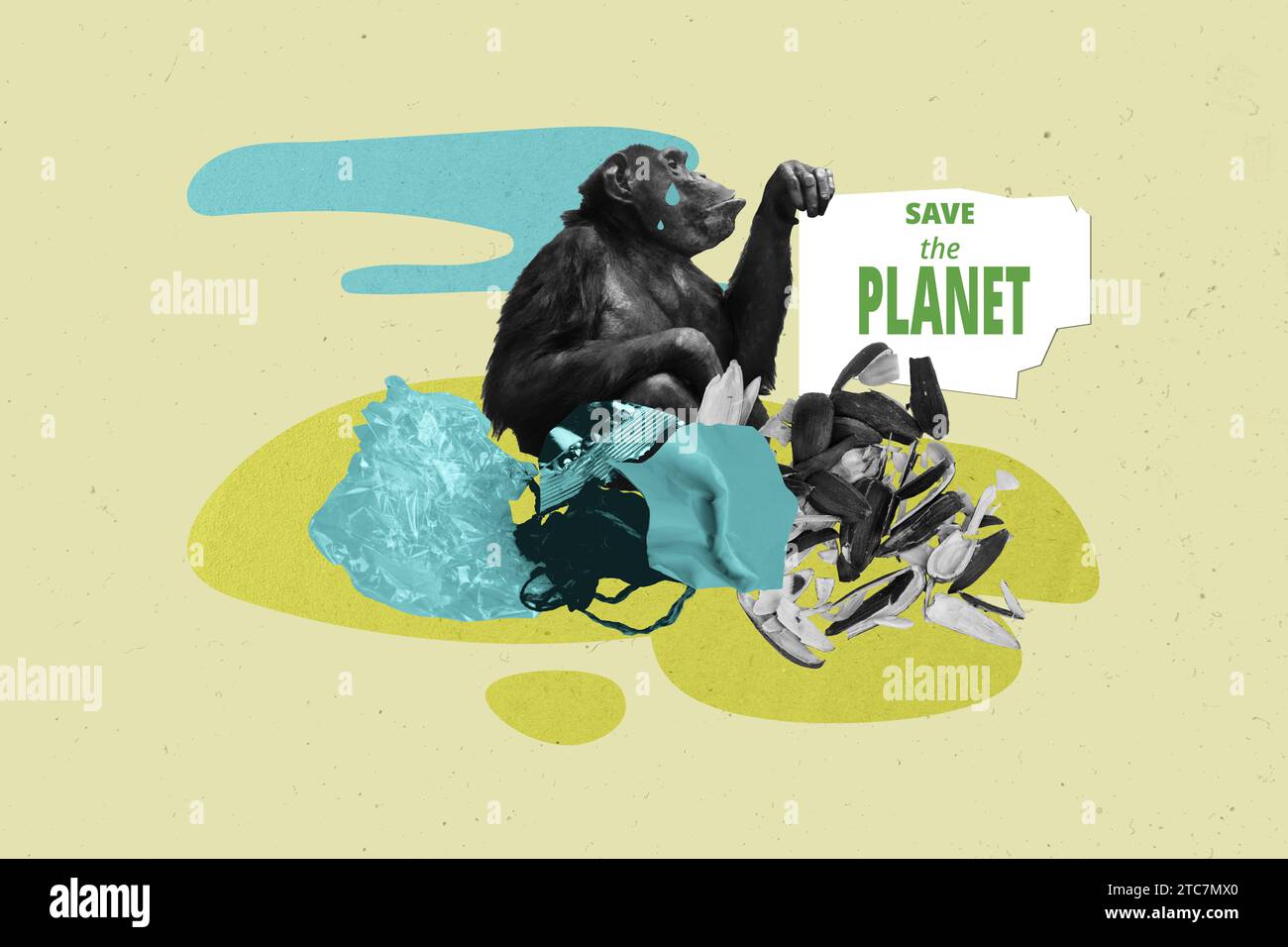 Collage creative picture ecological disaster in world funny crying ...