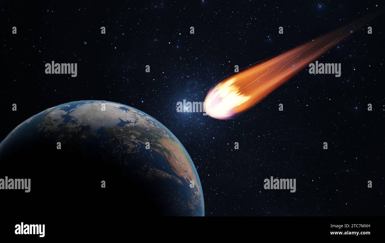 Asteroid, fall of comet to earth, Armageddon disaster, danger meteorite ...