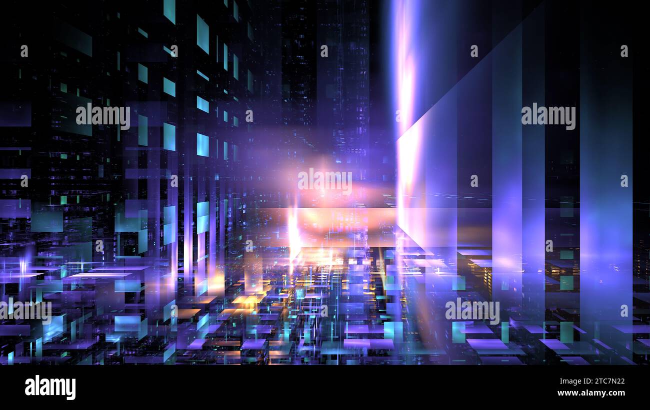 Digital city matrix, metaverse. Futuristic technological digital city ...