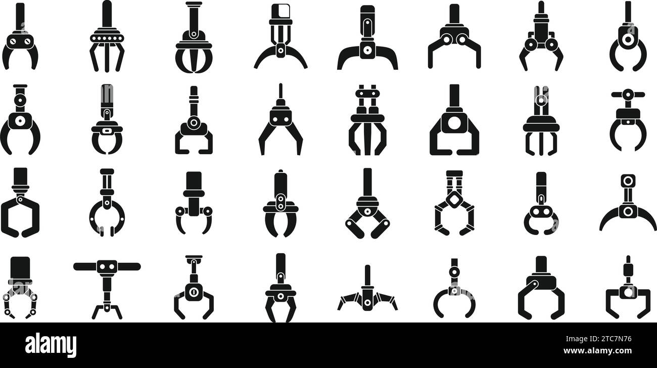 Grabber icons set simple vector. Crane claw game. Machine robotic toy ...