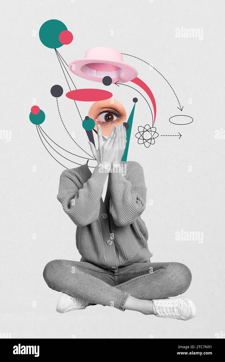 Composite collage picture image of female eye watching fashion model ...