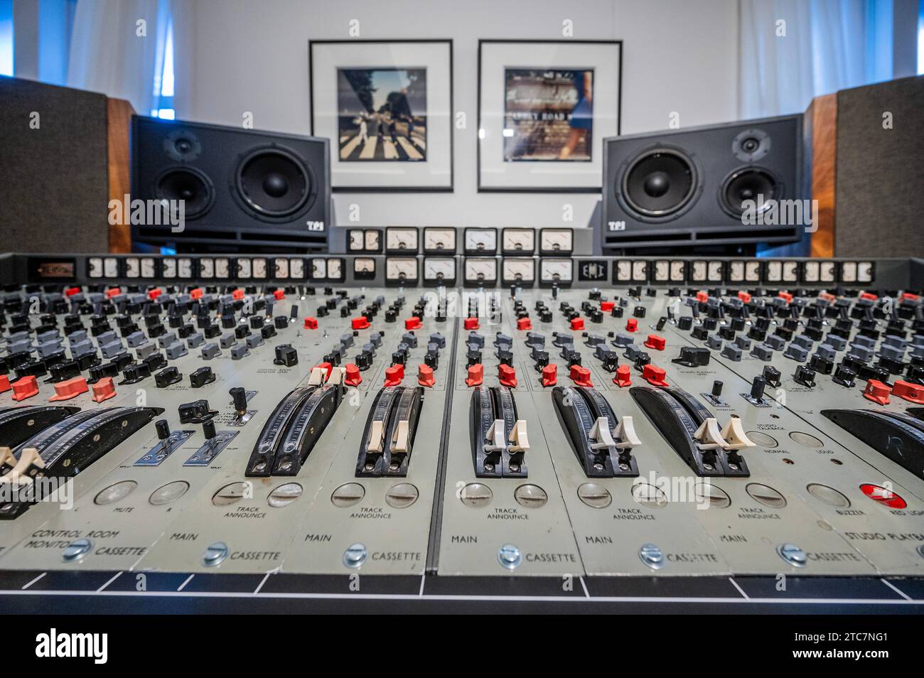London, UK. 11th Dec, 2023. The EMI TG12345 Mk I Recording Console Used By The Beatles at Abbey ...
