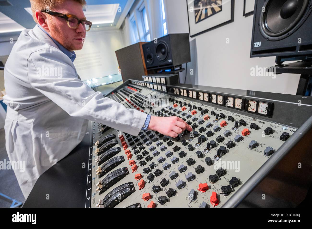 London, UK. 11th Dec, 2023. The EMI TG12345 Mk I Recording Console Used By The Beatles at Abbey ...
