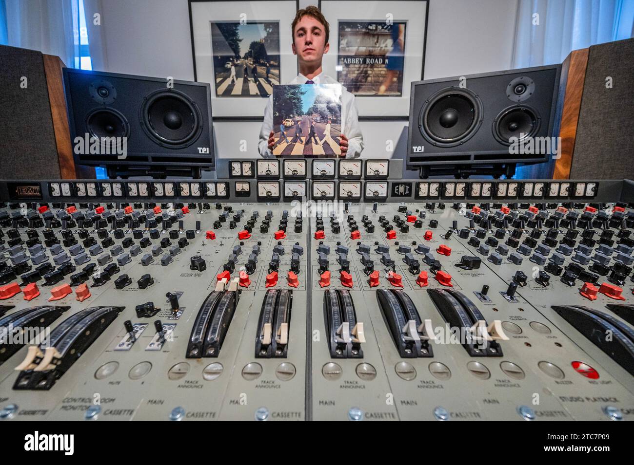 London, UK. 11th Dec, 2023. The EMI TG12345 Mk I Recording Console Used By The Beatles at Abbey ...