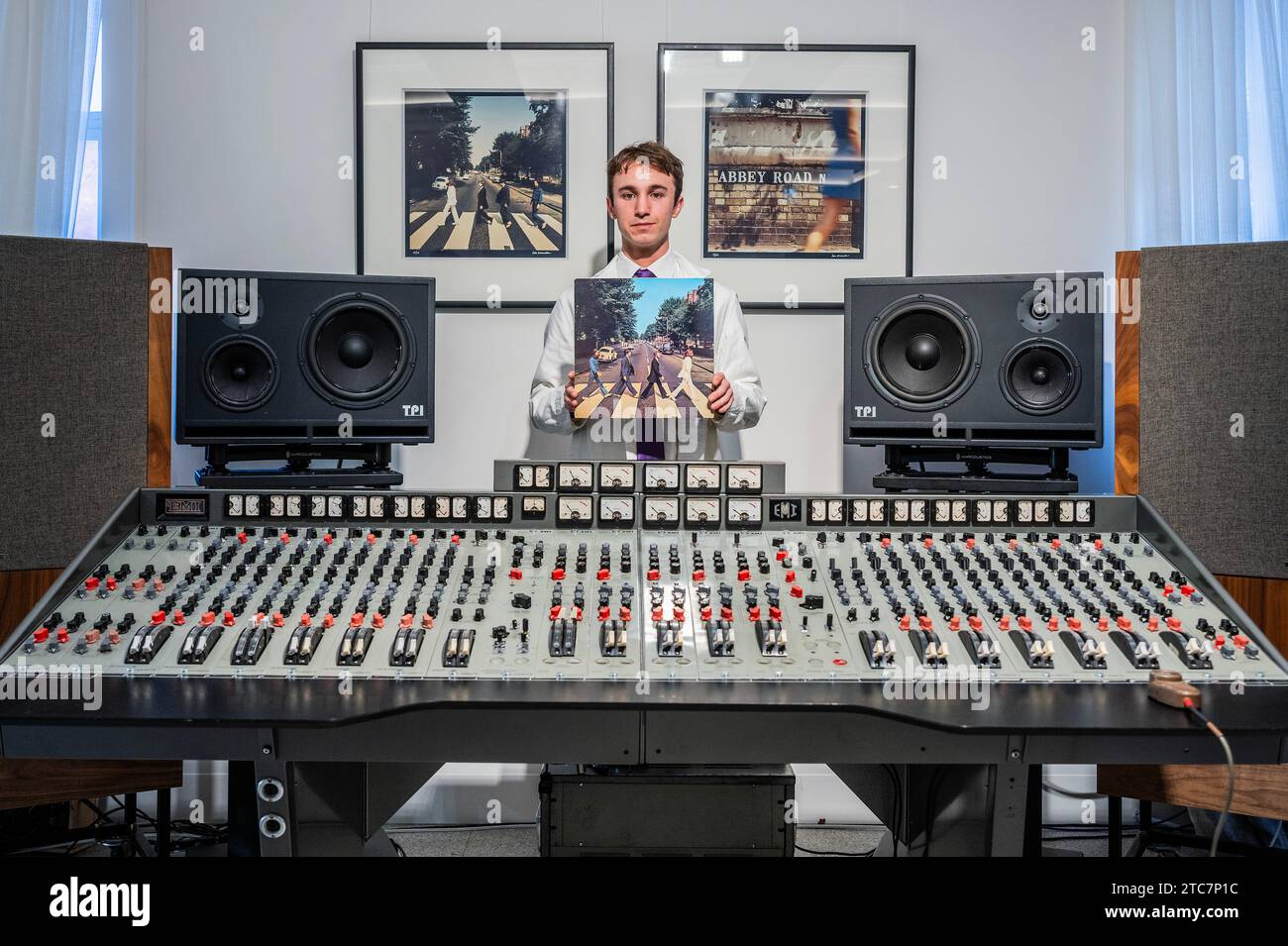 London, UK. 11th Dec, 2023. The EMI TG12345 Mk I Recording Console Used By The Beatles at Abbey ...