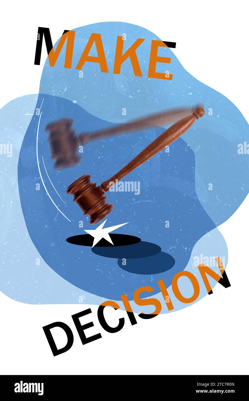 Image collage sketch of professional judge make decision hit with ...