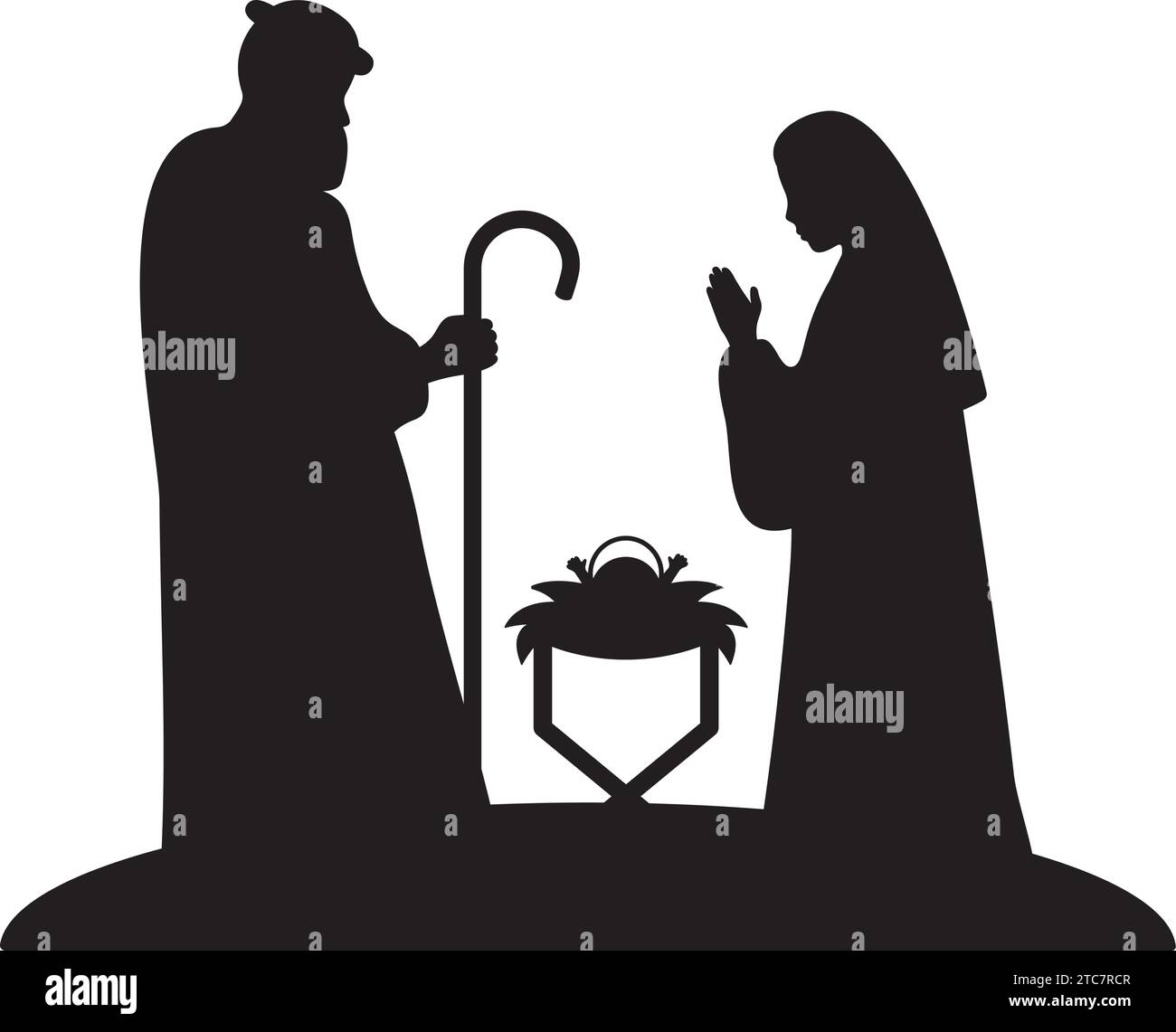 Silhouette jesus birth nativity Black and White Stock Photos & Images ...