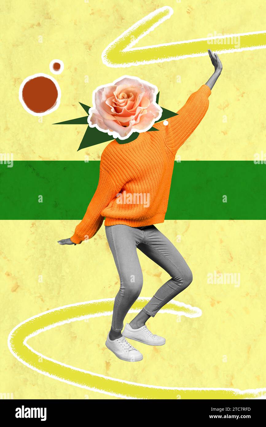 Brochure collage image of happy weird girl celebrating international ...