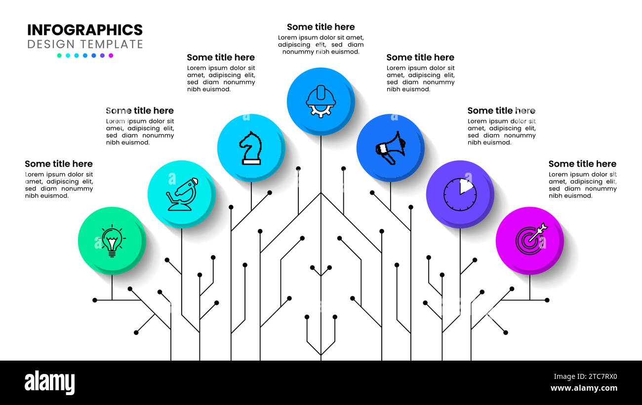Infographic template with icons and 7 options or steps. Technology ...