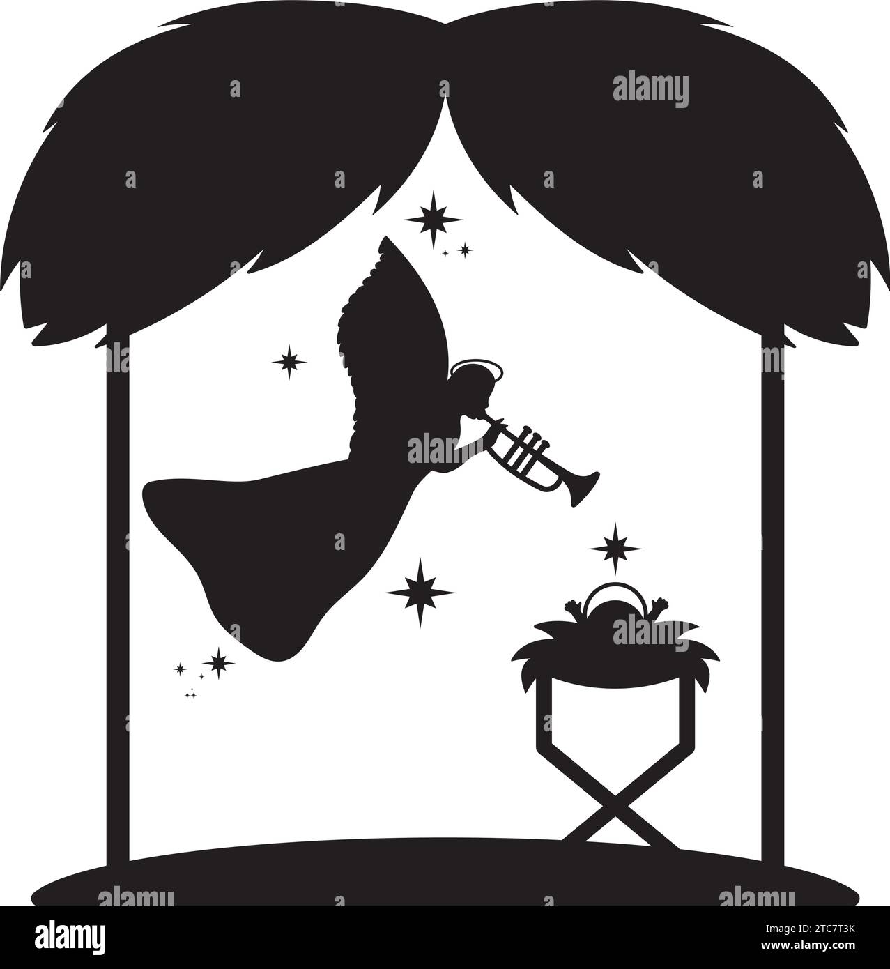 holy family manger icon with angel Stock Vector Image & Art - Alamy