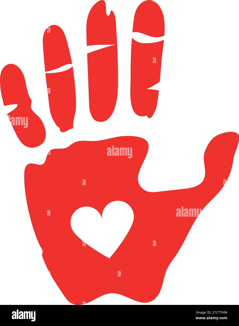 red hand day with heart illustration Stock Vector Image & Art - Alamy