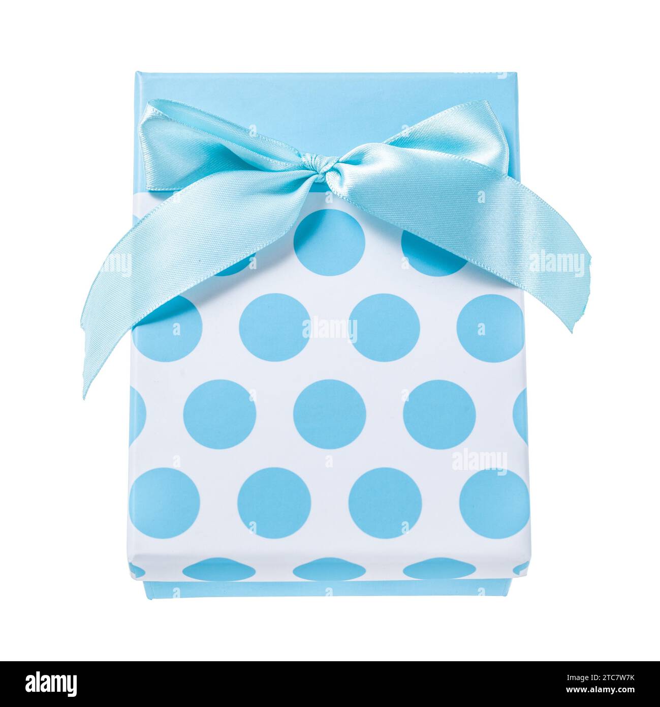 Blue present box isolated on white Stock Photo - Alamy