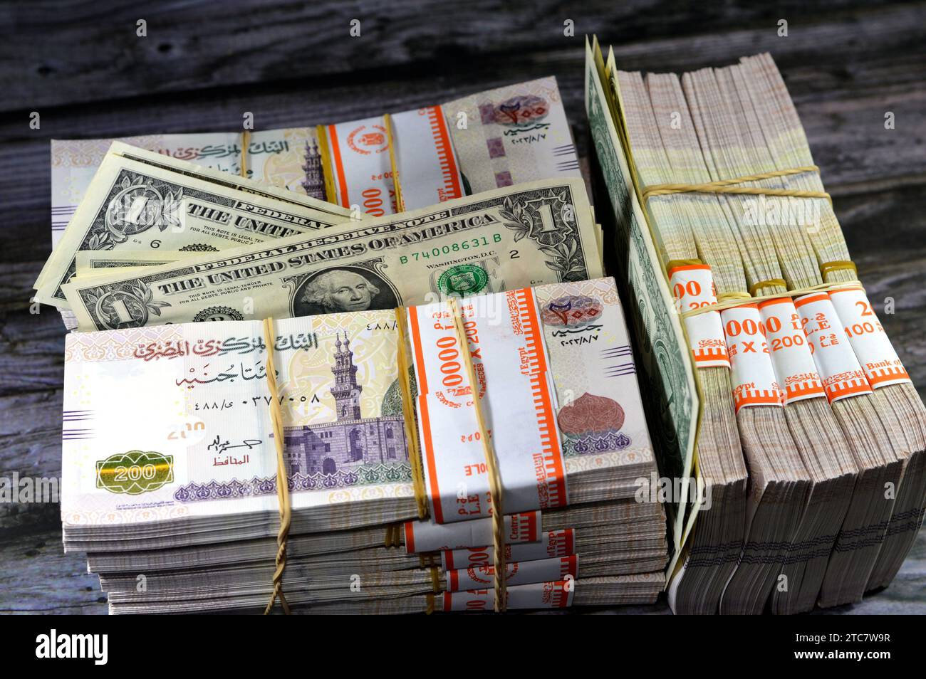 Piles and Stacks of Egypt money thousands of Pounds currency banknotes ...