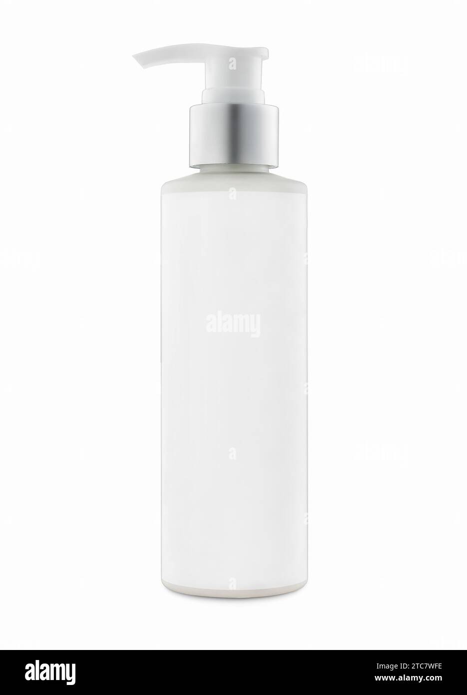 White cosmetic plastic bottle with blank label isolated on white Stock ...