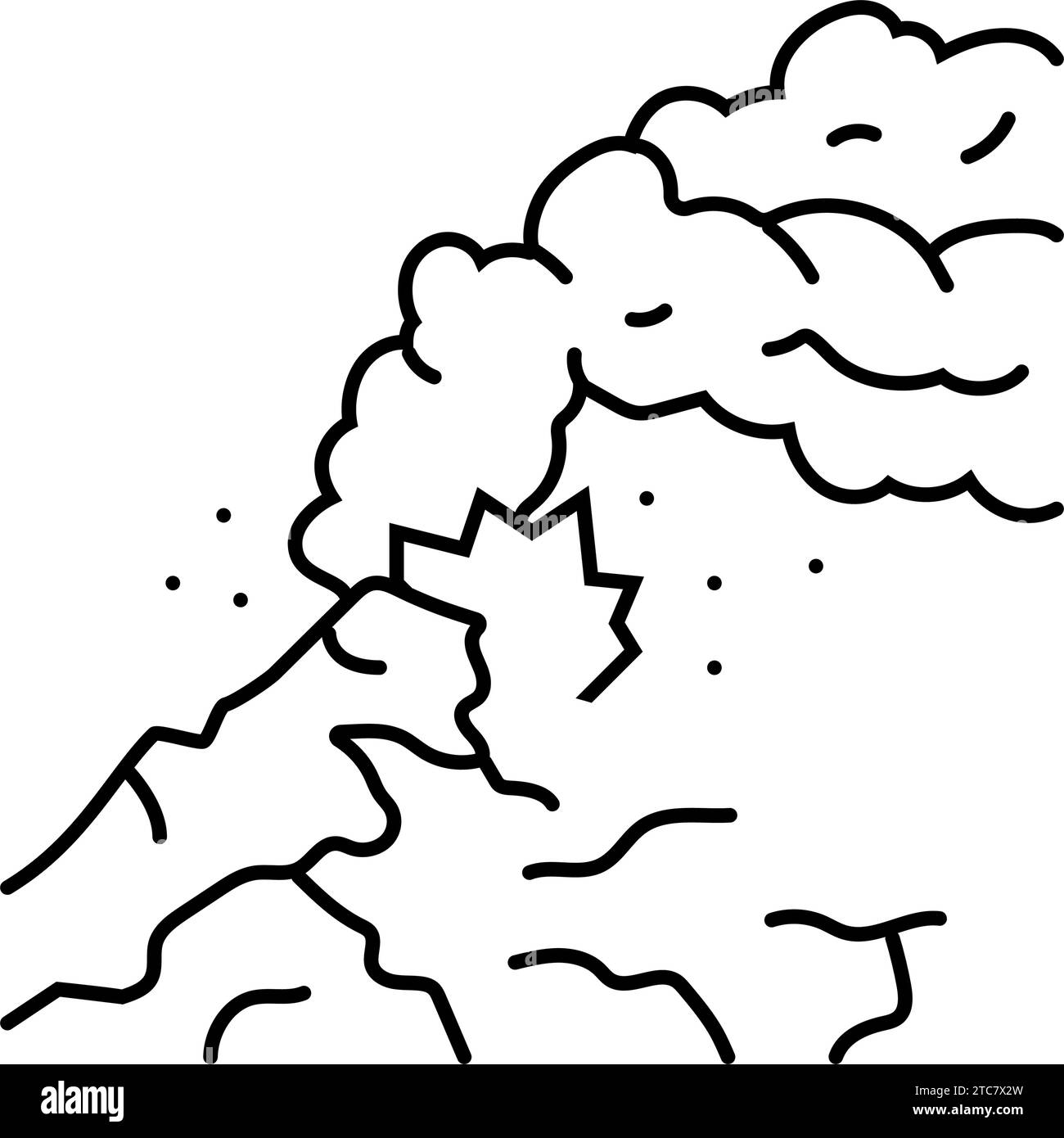 active volcano lava line icon vector illustration Stock Vector Image ...